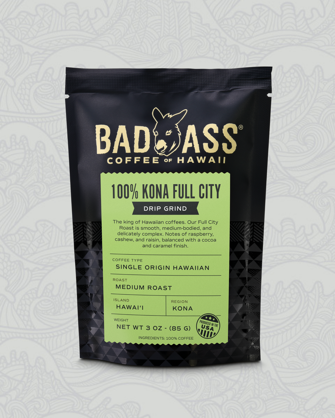 100% Kona Coffee- (3-oz) - Medium Roast | Bad Ass Coffee of Hawaii